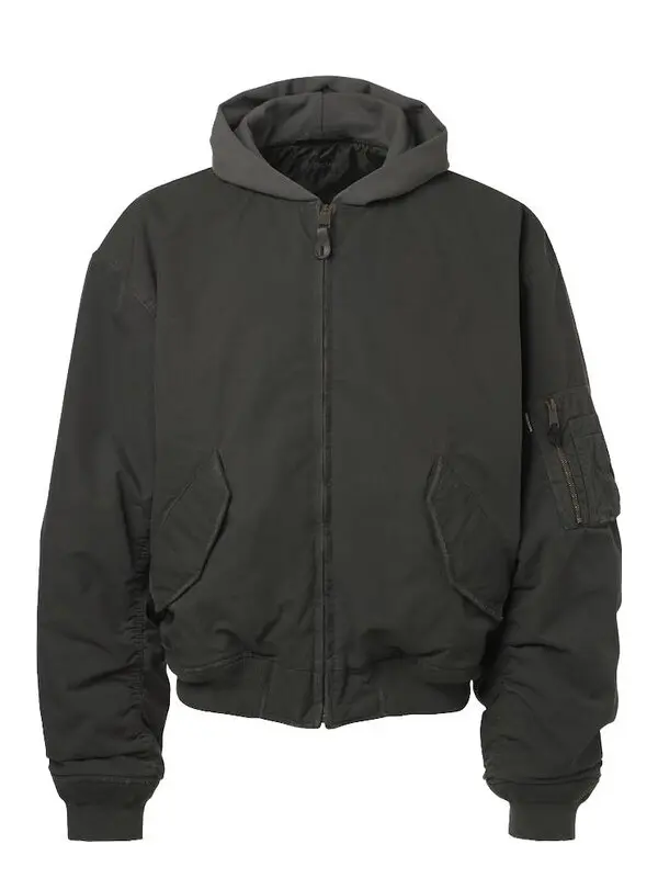 Balenciaga Cotton-blend Hooded Bomber Jacket - Grey