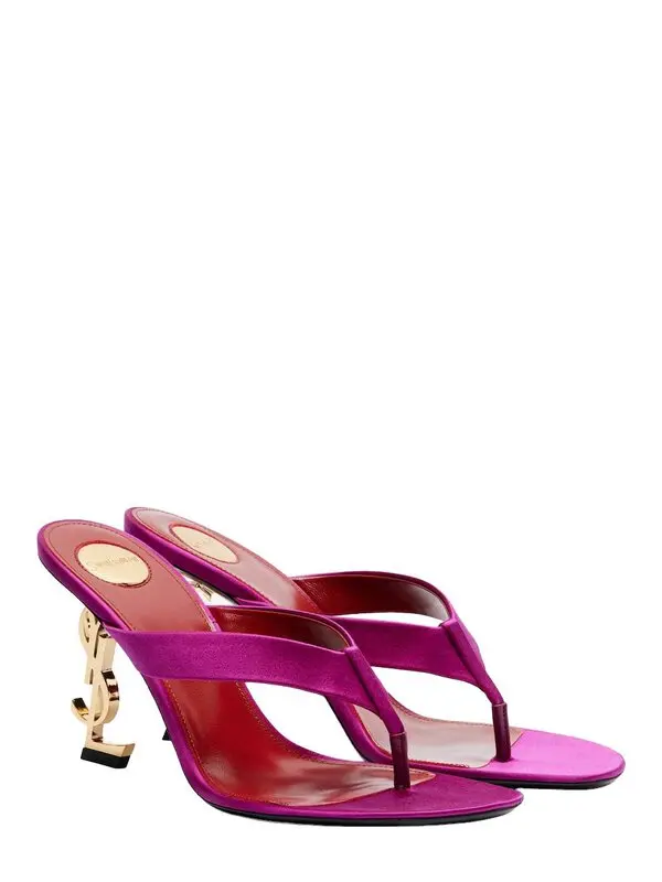 Saint Laurent Opyum Crêpe Satin Thong Sandals - Pink