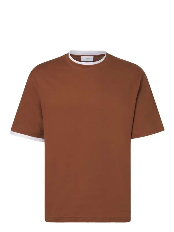 LARDINI Cotton T-shirt - Brown