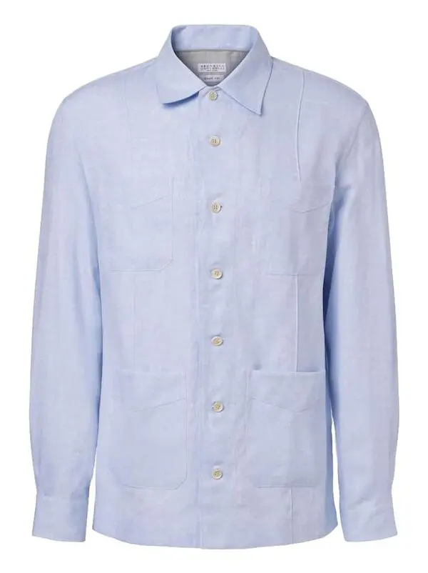 Brunello Cucinelli Linen And Cotton-blend Shirt - Blue