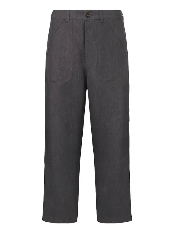 Brunello Cucinelli Linen Straight Pants - Grey