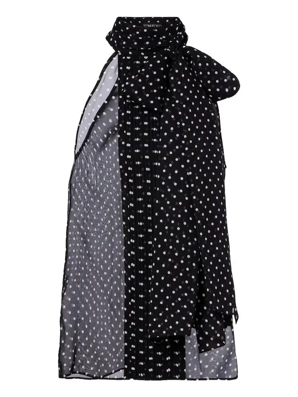 TOM FORD Draped Polka-dot Silk Blouse - Black
