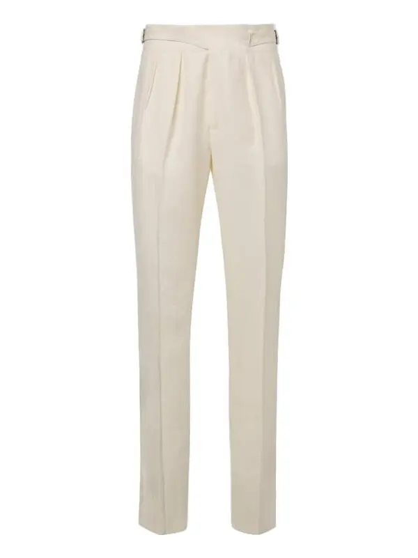 Rubinacci Linen Tapered Pants - White