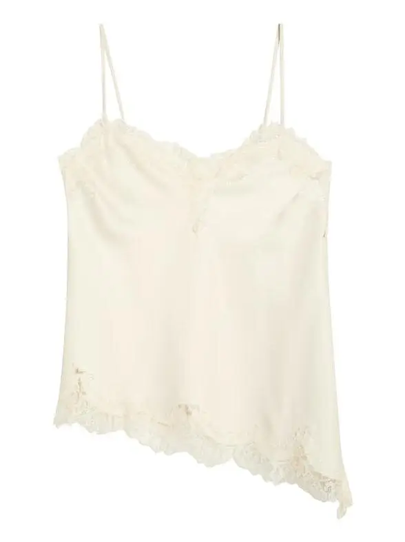OPEN EDIT Lace Trim Satin Camisole - Ivory Dove