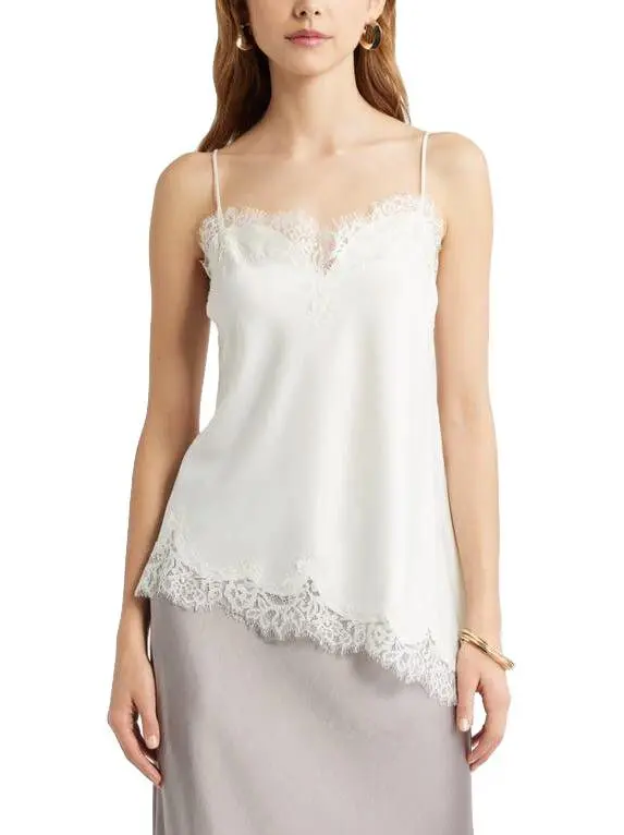 OPEN EDIT Lace Trim Satin Camisole - Ivory