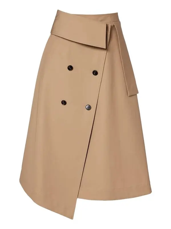 RÓHE Asymmetric Cotton Canvas Midi Skirt - Beige