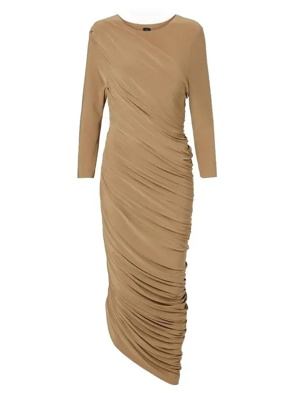 Norma Kamali Diana Ruched Jersey Dress - Brown