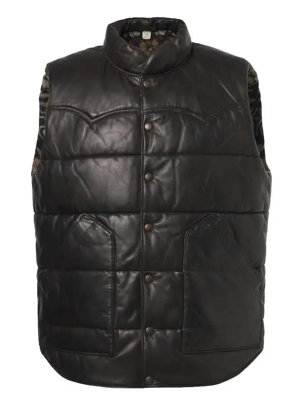 Ralph Lauren Leather Puffer Vest - Black