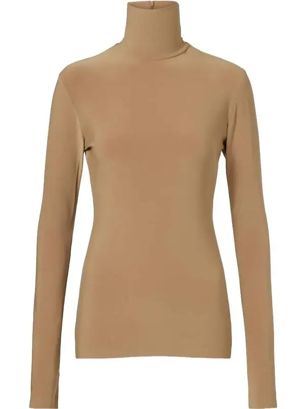 Norma Kamali Jersey Turtleneck Top - Beige