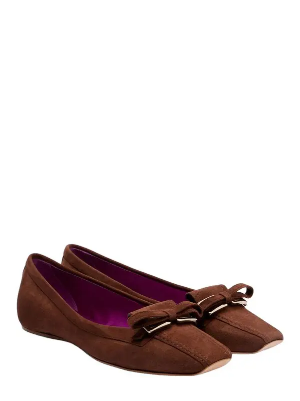 ROGER VIVIER Trompette Suede Ballet Flats - Brown