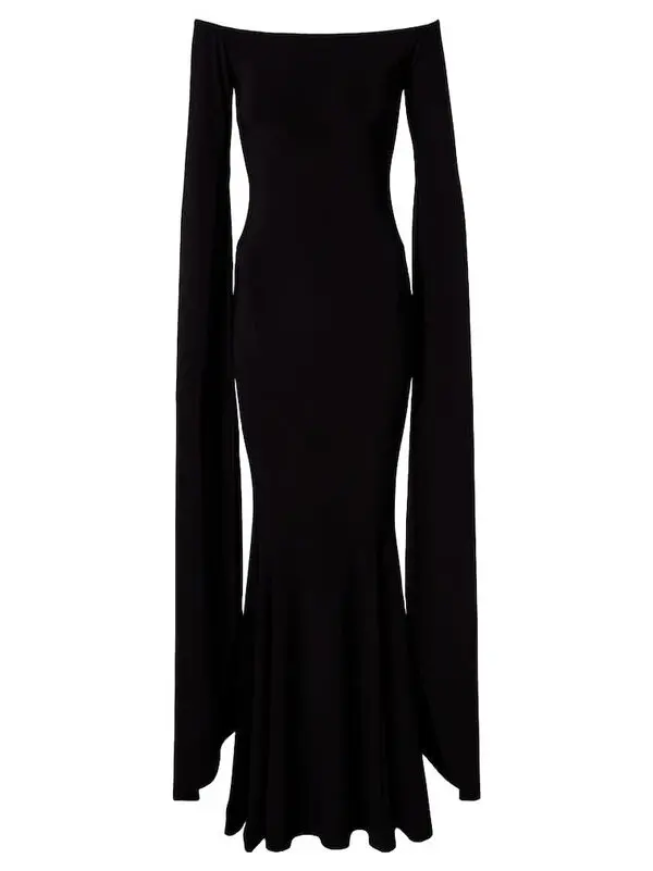 Norma Kamali Draped Off-shoulder Jersey Gown - Black