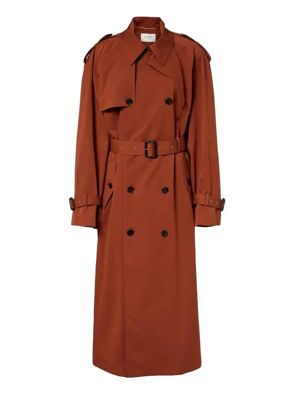 Saint Laurent Oversized Cotton And Silk Trench Coat - Brown