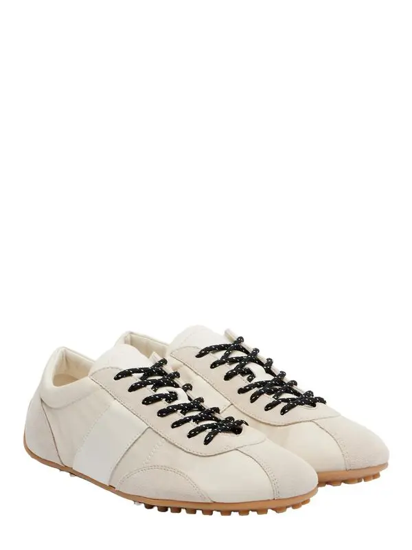 TOD'S Suede-trimmed Satin Sneakers - White