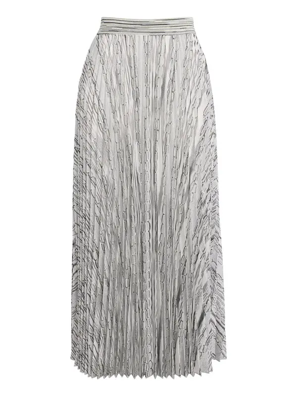 Missoni Knitted Pleated Midi Skirt - Silver