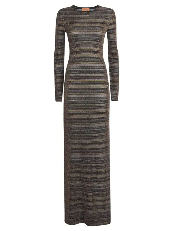 Missoni Knitted Stripe Maxi Dress - Gold