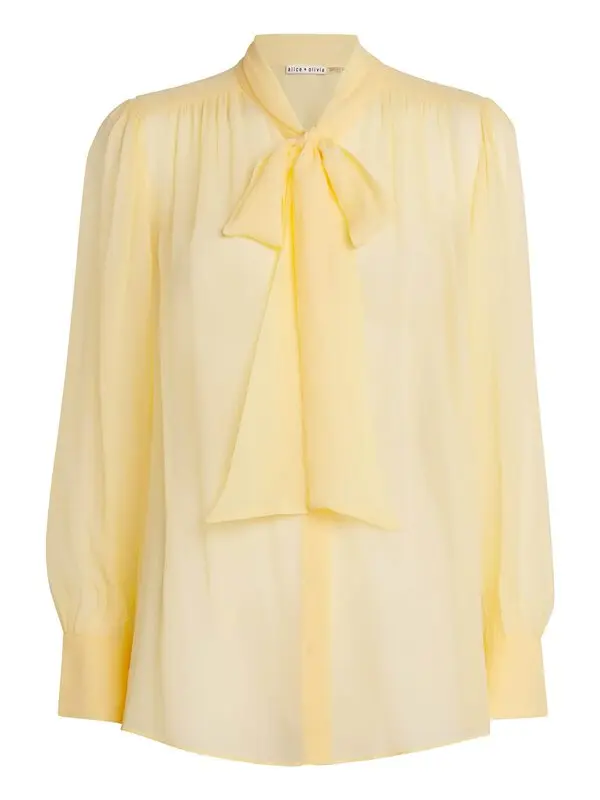 Alice + Olivia Tie-neck Blouse - Yellow