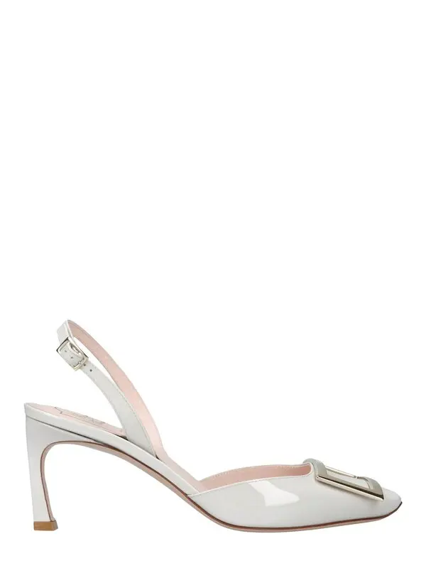ROGER VIVIER Patent Leather Trompette Slingback Pumps 70 - White