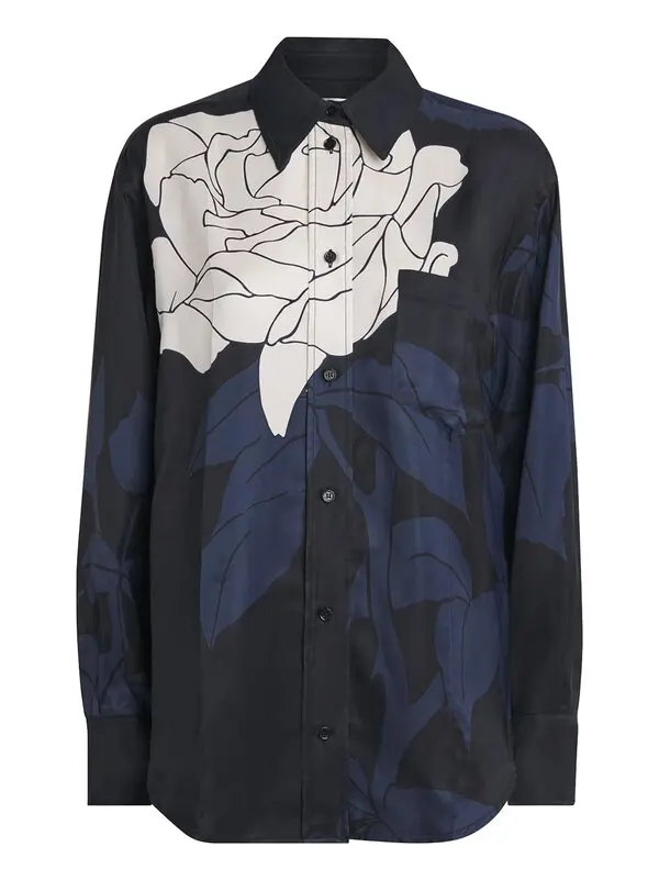 Victoria Beckham Floral Pyjama Shirt - Navy
