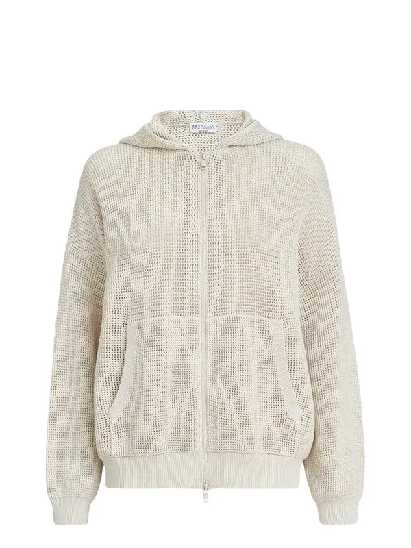 Brunello Cucinelli Cotton-blend Knitted Hoodie - Beige