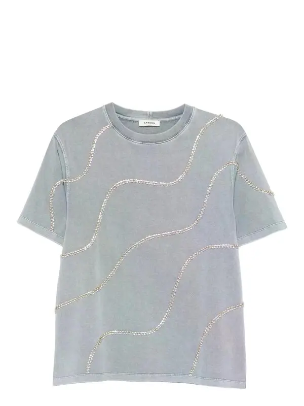 Sandro Crystal-embellished T-shirt - Grey