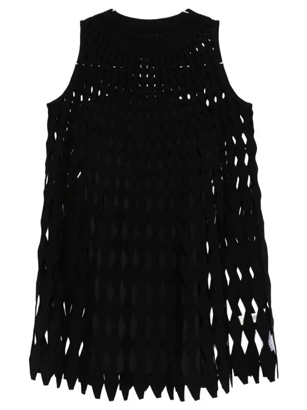 Emporio Armani Open-knit Mini Dress - Black