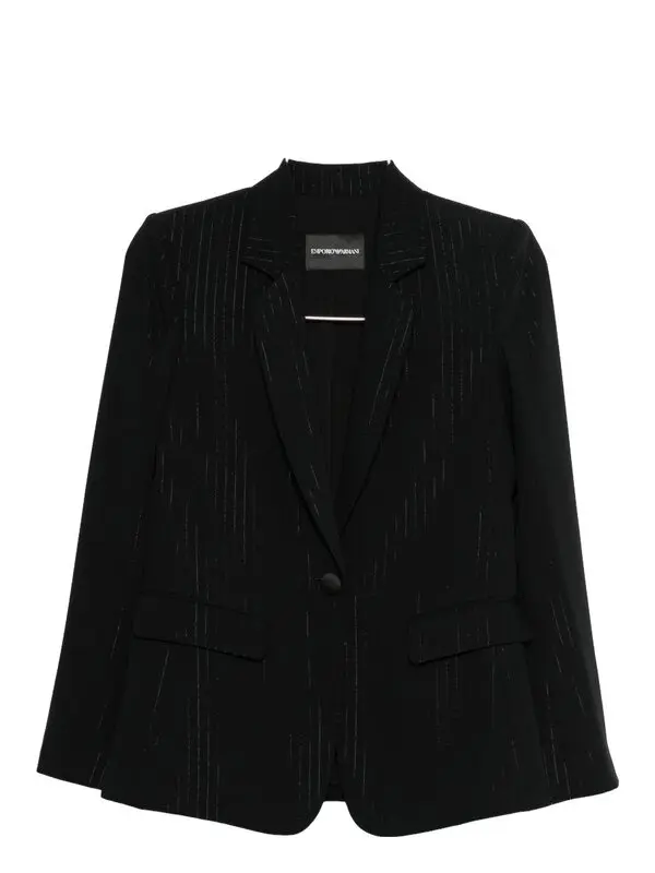 Emporio Armani Pinstripe Single-breasted Blazer Jacket - Black