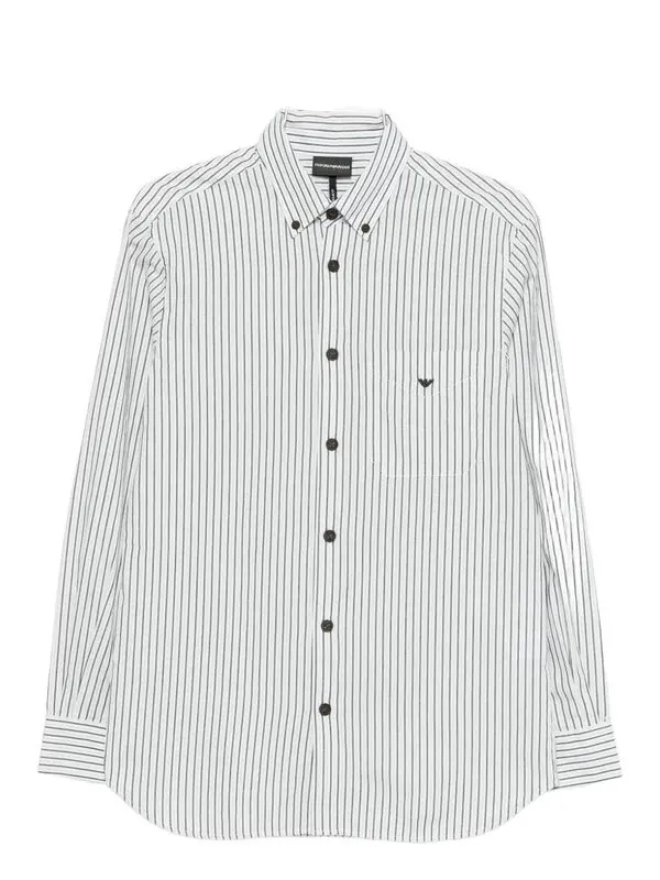 Emporio Armani Striped Cotton Shirt - Sky Blue