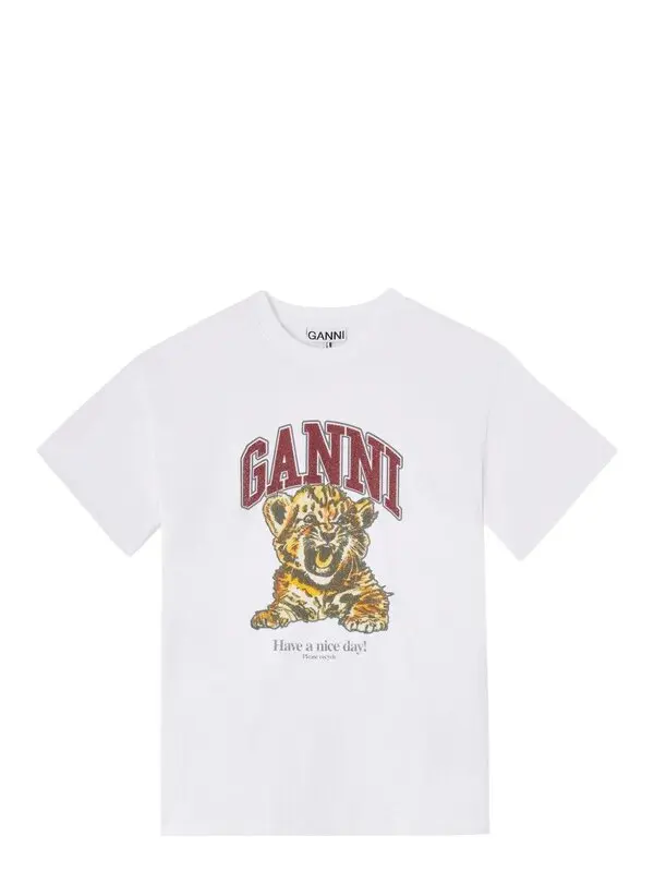 GANNI Baby Tiger Organic Cotton T-shirt - White