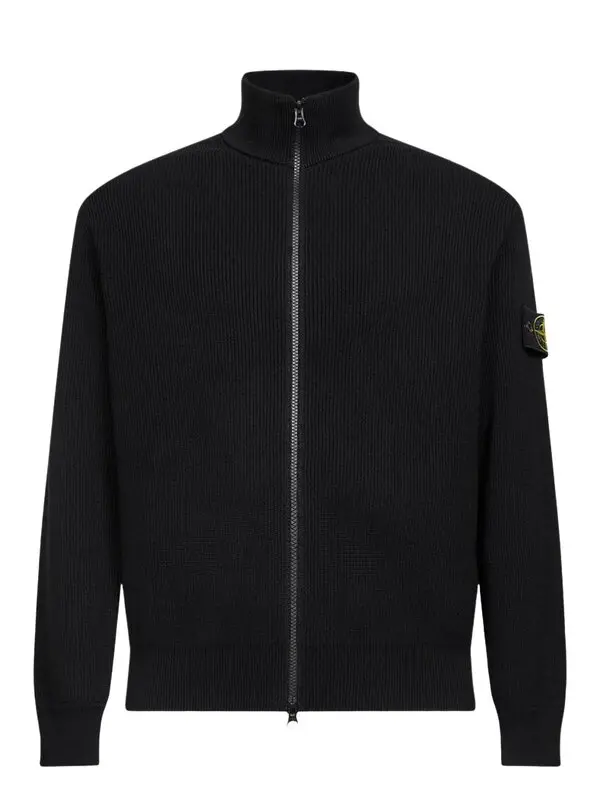 Stone Island Cotton Zip-up Sweater - Black