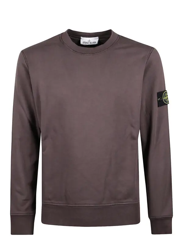 Stone Island Crew Neck Sweater With Logo - Grey