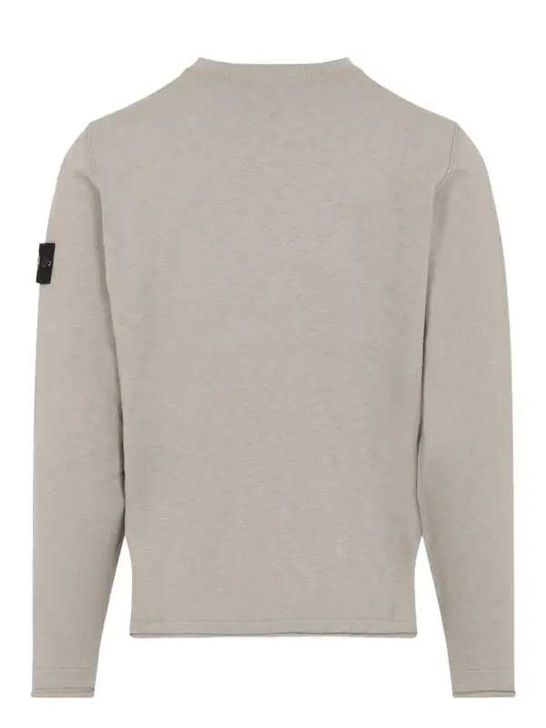 Stone Island Crew Neck Sweater With Logo - Beige