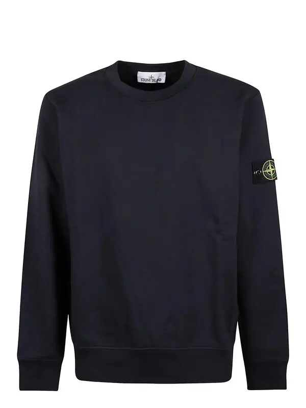 Stone Island Crew Neck Sweater With Logo - Blue