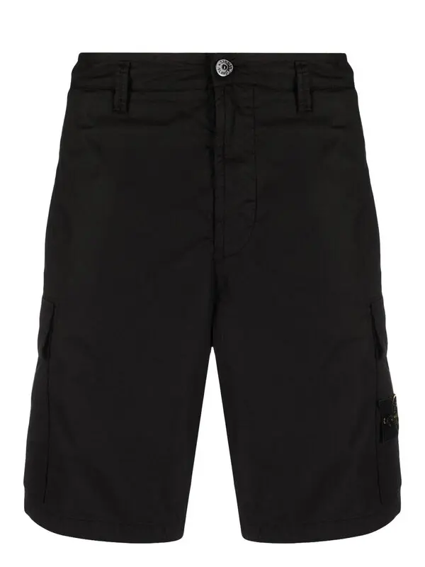Stone Island Bermuda Shorts With Logo - Black