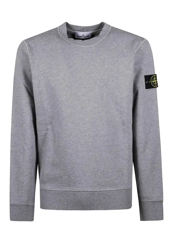 Stone Island Crew Neck Sweater With Logo - Grey