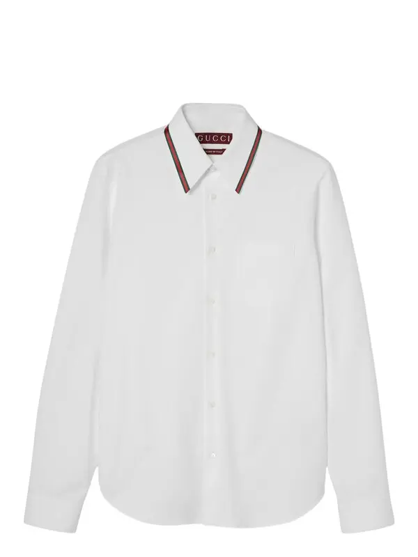 Gucci Oxford Shirt With Web Tape - White