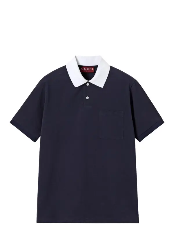 Gucci Stretch Cotton Pique Polo Shirt - Blue