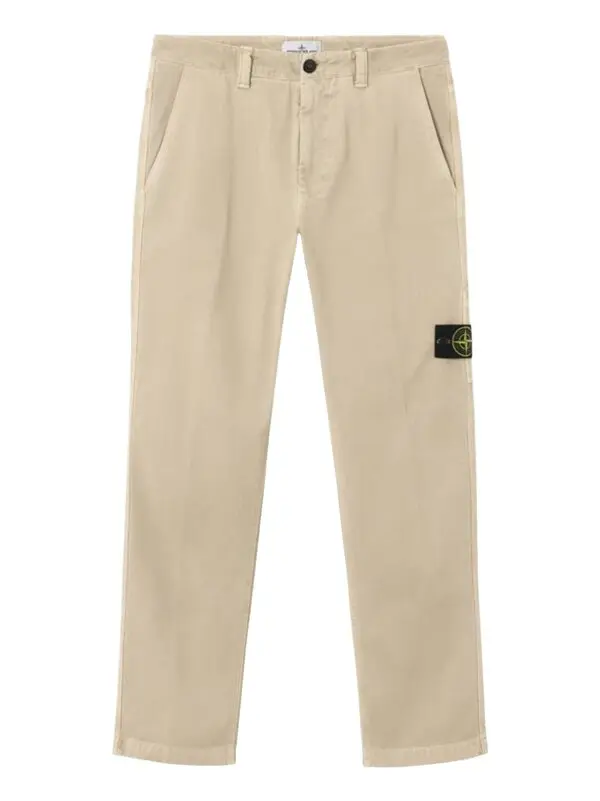 Stone Island Panama Trousers With Patch Detail - Beige