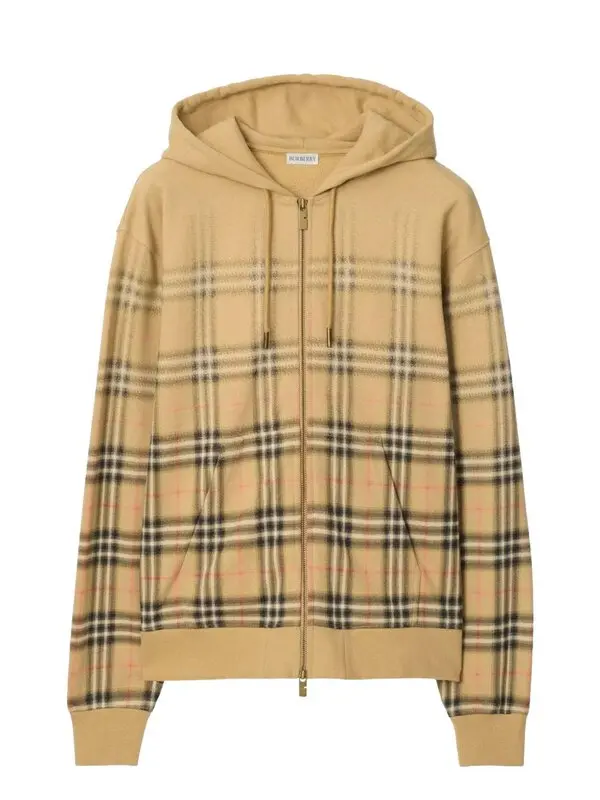 Burberry Plaid Zip-up Sweatshirt - Beige