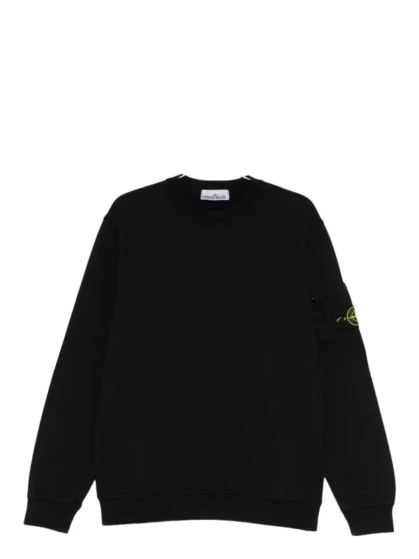 Stone Island Crew Neck Sweater With Logo - Black