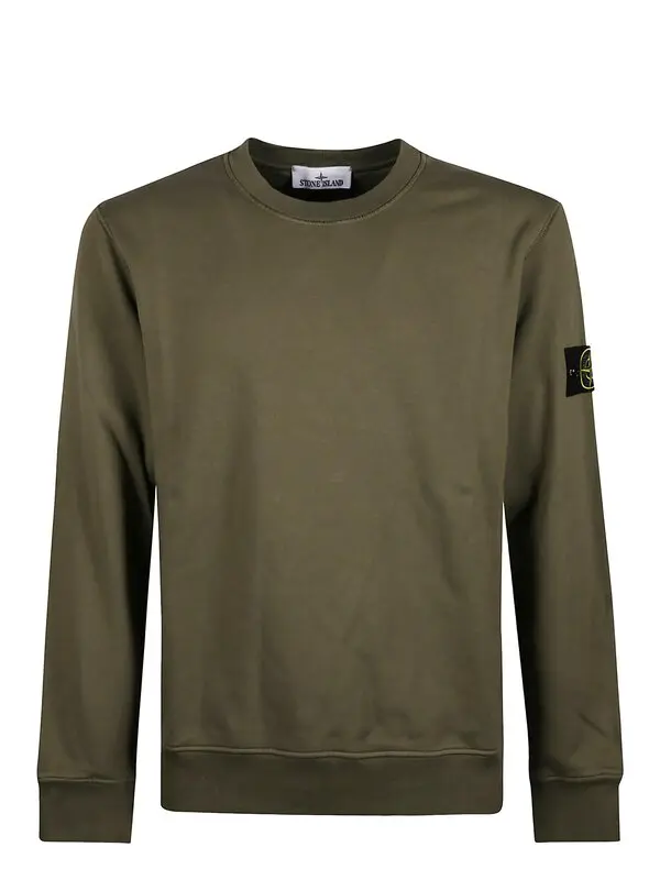 Stone Island Crew Neck Sweater With Logo - Green