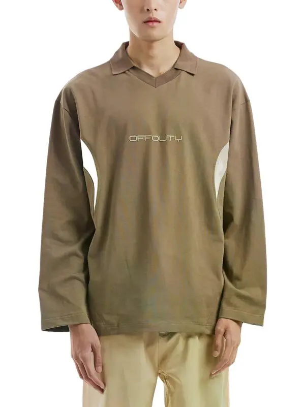 OFF DUTY Contrast-panel Long-sleeve T-shirt - Brown