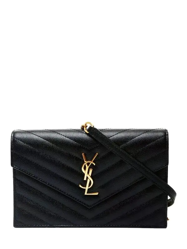 Saint Laurent Cassandre Envelope Chain Shoulder Bag - Black