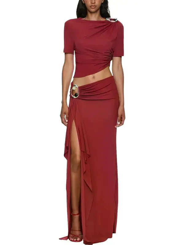 Christopher Esber Orica Cascade Crystal Jersey Skirt - Red