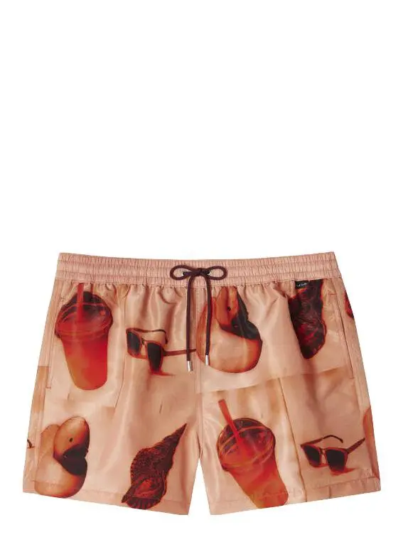 Paul Smith Printed Swim Shorts - Red