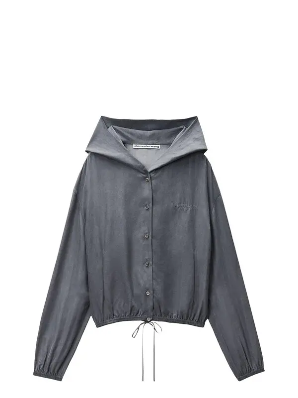 Alexander Wang Drapey Frontplacket Hoodie - Grey
