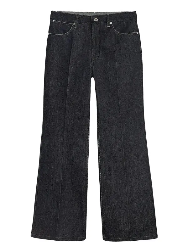 JIL SANDER Leather Detail Jeans - Blue
