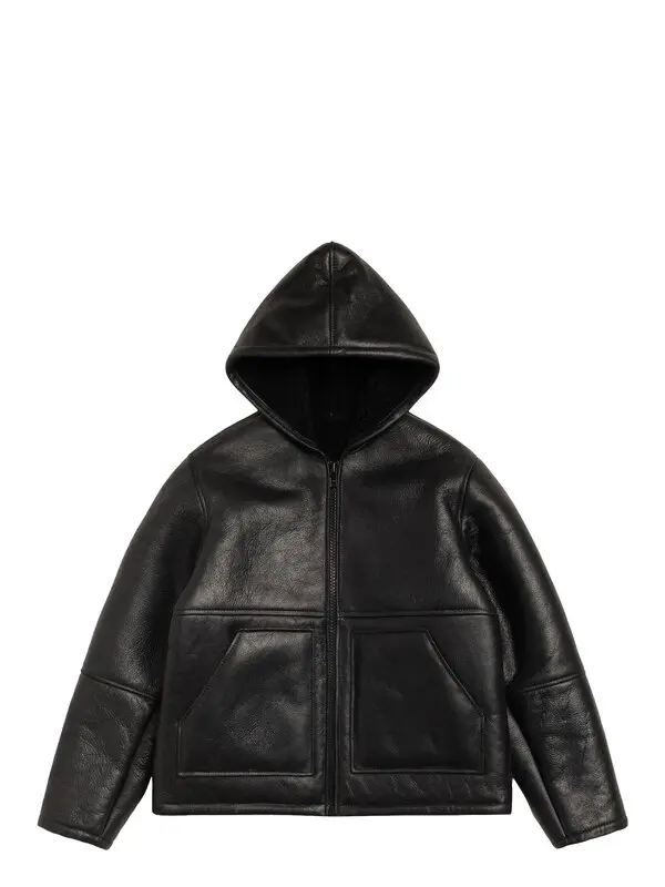StÜssy Shearling Hooded Jacket - Black