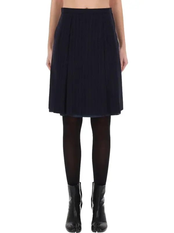 MAISON MARGIELA Striped Pleated Skirt - Blue