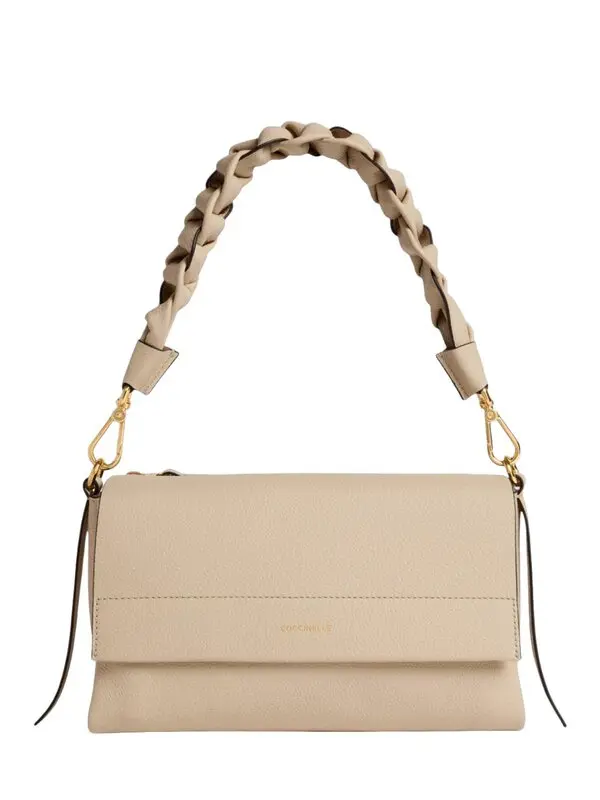 COCCINELLE Braided Handle Shoulder Bag - Beige