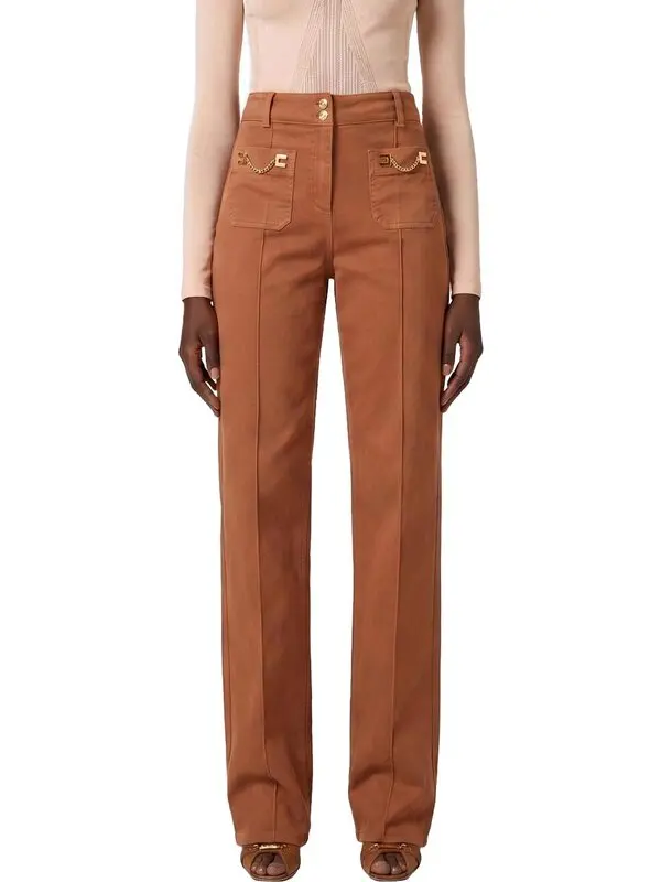 Elisabetta Franchi Wide Leg Jeans - Brown